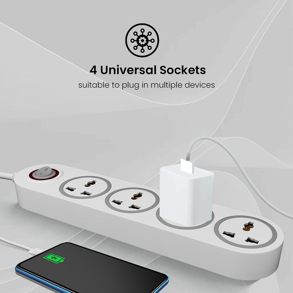 Buy Crompton Powerbox Alpha WX 6 Amps 4 Sockets Extention Board (2 Meters, Single Power Switch ...